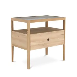 ETHNICRAFT Spindle Bedside Table - Oak