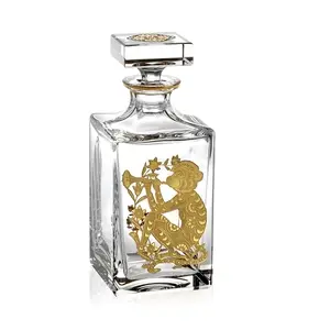 VISTA ALEGRE Golden Whisky Decanter With Monkey - Gold