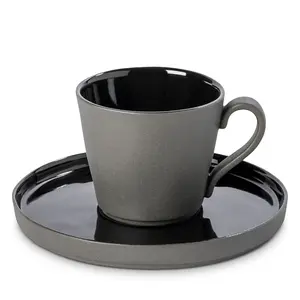 COSTA NOVA Lagoa Eco Gris Tea Cup & Saucer - Black