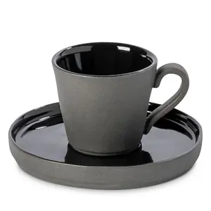 COSTA NOVA Lagoa Eco Gris Espresso Cup & Saucer - Black