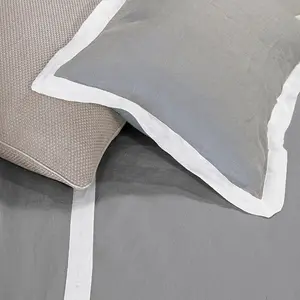 AMALIA HOME COLLECTION Stonewashed Linen Boudoir Sham Exclusive - Grey/white