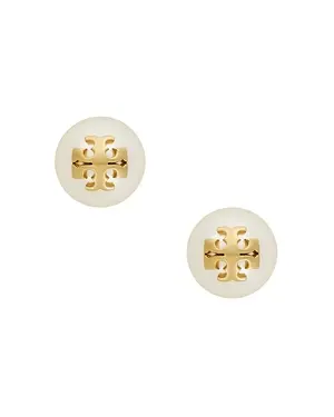 Tory Burch Imitation Pearl Stud Earrings - Gold/ivory