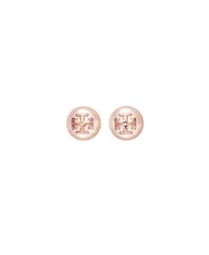Tory Burch Logo Stud Earrings Rose/rose Gold