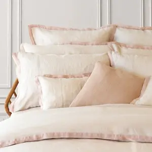 AMALIA HOME COLLECTION Stonewashed Linen King Sham, Pair Exclusive - Natural/pink