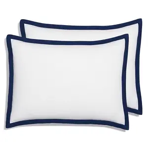 AMALIA HOME COLLECTION Stonewashed Linen King Sham, Pair Exclusive - White/navy