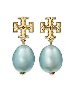 Tory Burch Tory Burch Kira Cultured Pearl Drop Earrings Bue/gold