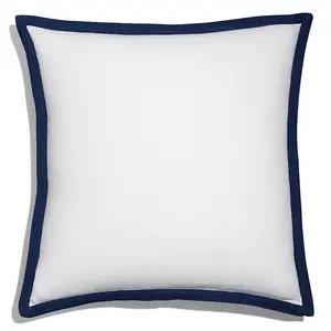AMALIA HOME COLLECTION Stonewashed Linen Euro Sham Exclusive - White/navy