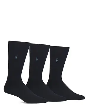 Polo Ralph Lauren Solid Ribbed Dress Socks, Pack Of 3 - Navy