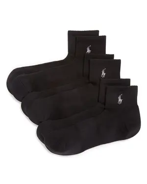 Polo Ralph Lauren Quarter Sport Socks, Pack Of 3 - Black