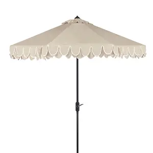 SAFAVIEH Elegant Valance 11 Ft Umbrella Beige/white
