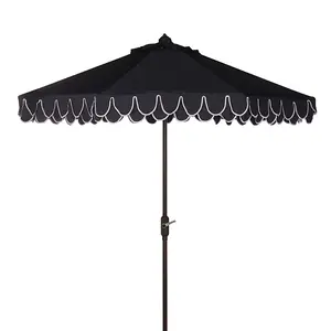 SAFAVIEH Elegant Valance 11 Ft Umbrella - Navy/white