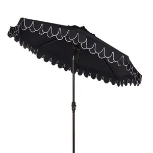 SAFAVIEH Elegant Valance 11 Ft Umbrella - Navy/white