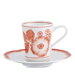 VISTA ALEGRE Coralina Coffee Cup & Saucer - Coral