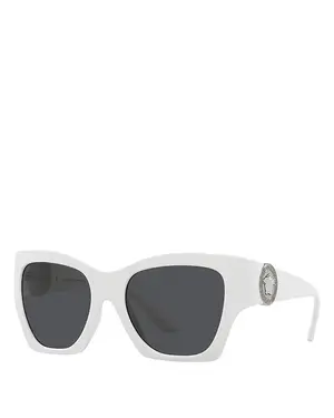 Versace Rectangular Cat Eye Sunglasses - White/gray Solid
