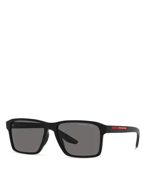 Prada Sport Low Bridge Fit Rectangle Sunglasses, 58mm - Black/gray Polarized Solid