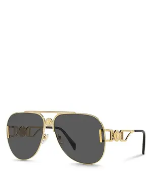Versace 63mm Pilot Sunglasses - Gold/gray Solid