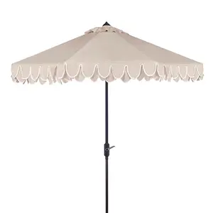 SAFAVIEH Elegant Valance 9 Ft Umbrella - Beige/white