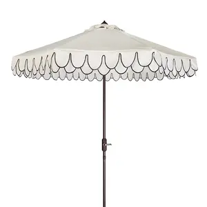 SAFAVIEH Elegant Valance 9 Ft Umbrella White/black