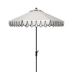 SAFAVIEH Elegant Valance 9 Ft Umbrella - White/navy