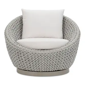 BERNHARDT Savaii Swivel Outdoor Chair - Gray Rope