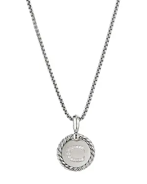 David Yurman Sterling Silver Initial Charm Necklace - C/silver