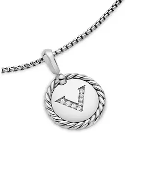 David Yurman David Yurman Sterling Silver Initial Charm Necklace V/silver