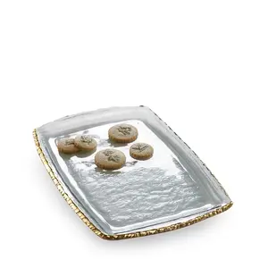 ANNIEGLASS Edgey Martini Tray - Clear Glass/gold Trim