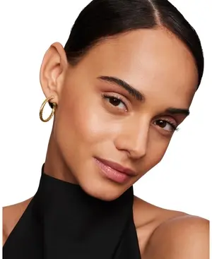David Yurman Cable Spira 18k Yellow Hoop Earrings - Gold
