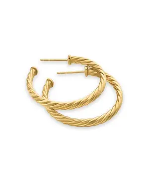 David Yurman Cable Spira 18k Yellow Hoop Earrings - Gold