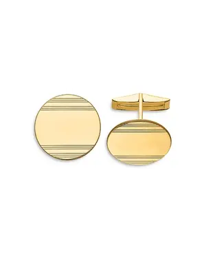 Bloomingdale'S Circular With Line Design Cuff Links In 14k Yellow - Gold