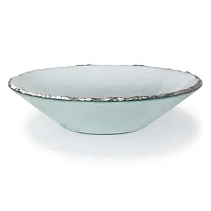ANNIEGLASS Edgey Round Bowl - Clear Glass/platinum Trim