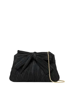 LOEFFLER RANDALL Rayne Pleated Bow Clutch - Black/silver