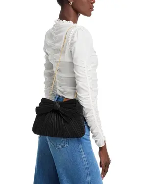 LOEFFLER RANDALL Rayne Pleated Bow Clutch - Black/silver