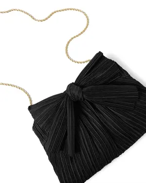 LOEFFLER RANDALL Rayne Pleated Bow Clutch - Black/silver