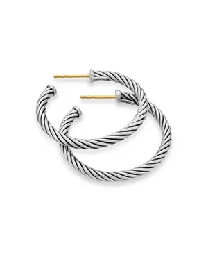 David Yurman Sterling Cable Hoop Earrings