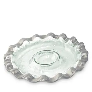ANNIEGLASS Ruffle Round Chip & Dip Server - Platinum