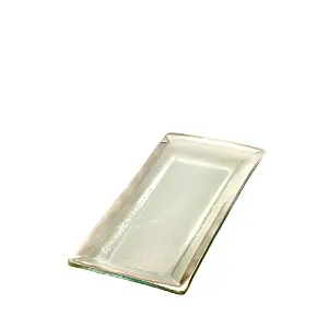 ANNIEGLASS Roman Antique Appetizer Tray Clear Glass/platinum Trim