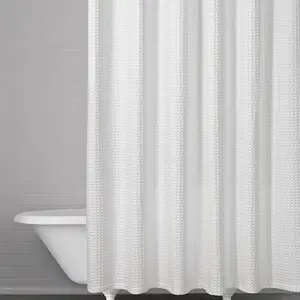 KASSATEX Honeycomb Waffle Shower Curtain - White