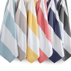 KASSATEX Block Stripe Fouta Beach Towel - Charcoal