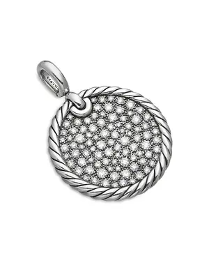 David Yurman Elements Diamond Pave Disc Pendant - Silver