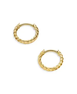 David Yurman Sculpted Cable Micro Huggie Hoop Earrings, 10.7mm - Gold