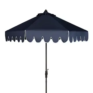 SAFAVIEH Venice 11 Ft Crank Umbrella - Navy/white