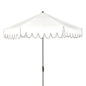 SAFAVIEH Venice 11 Ft Crank Umbrella - White/black