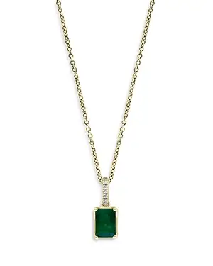 Bloomingdale'S Emerald And Diamond Pendant Necklace - Green/gold