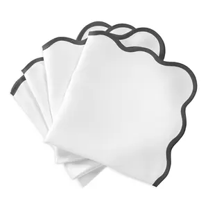 MATOUK Scalloped Napkins, Set Of 4 - Smoke Gray