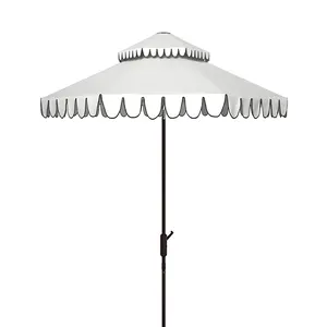 SAFAVIEH Venice 9 Ft Crank Umbrella - White/black