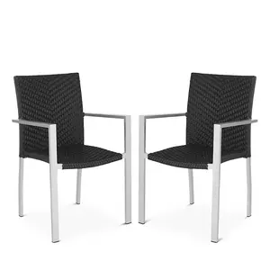 SAFAVIEH Cordova Indoor/outdoor Stacking Arm Chairs, Set Of 2 - Black