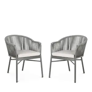 SAFAVIEH Stefano Stackable Rope Chairs, Set Of 2 - Gray/gray Cushion