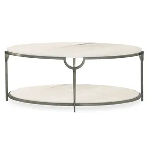 BERNHARDT Morello Oval Cocktail Table - Carrara Marble/oxidized Nickel