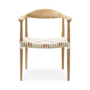 SAFAVIEH Bandelier Arm Chair - Light Oak/off-white